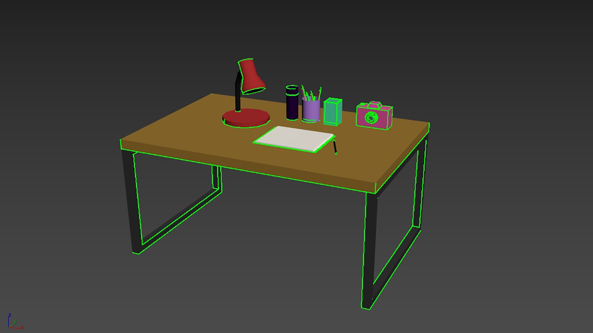 Free 3D Low Poly Study Table Set Model - TurboSquid 2244159
