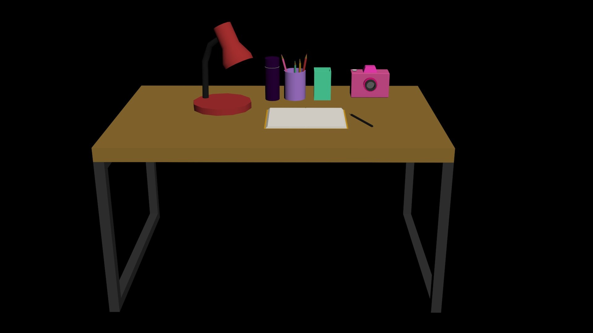 Free 3D Low Poly Study Table Set Model - TurboSquid 2244159