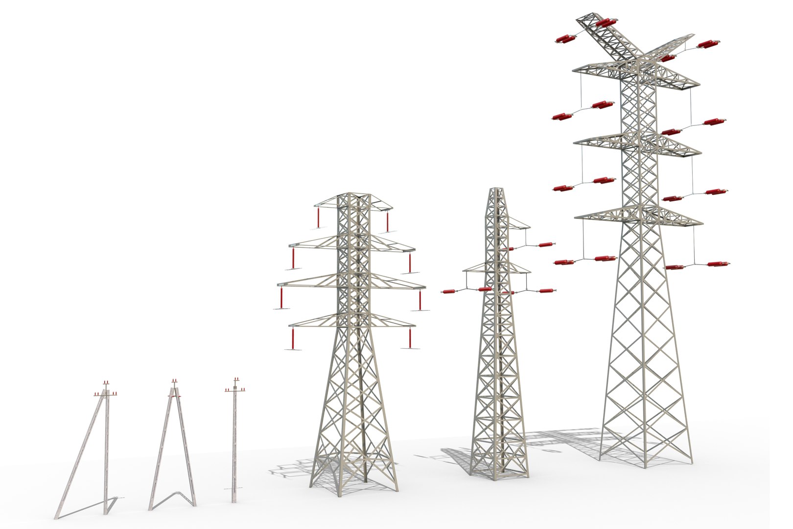 Power Lines Set 3d Model