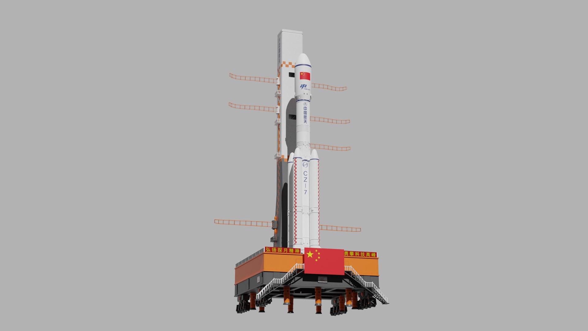 3D Model Long March 7 LaunchVechale---With Launch Pad---Blend-FBX ...