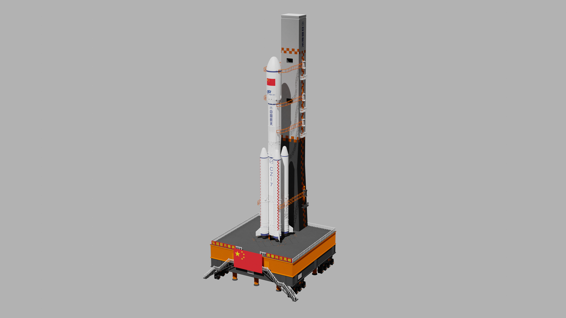 3D Model Long March 7 LaunchVechale---With Launch Pad---Blend-FBX ...
