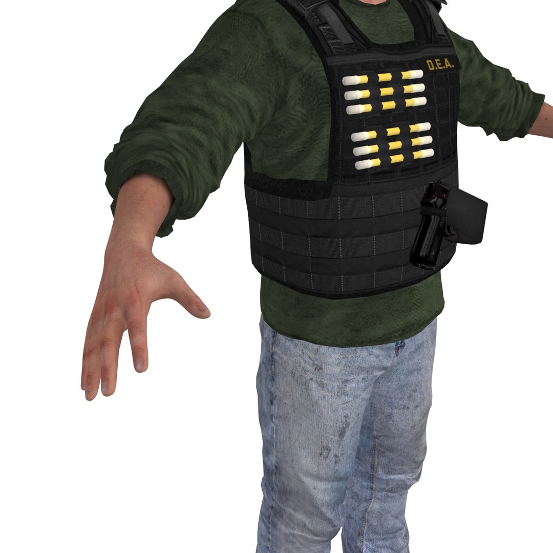 3d model rigged dea agent 3