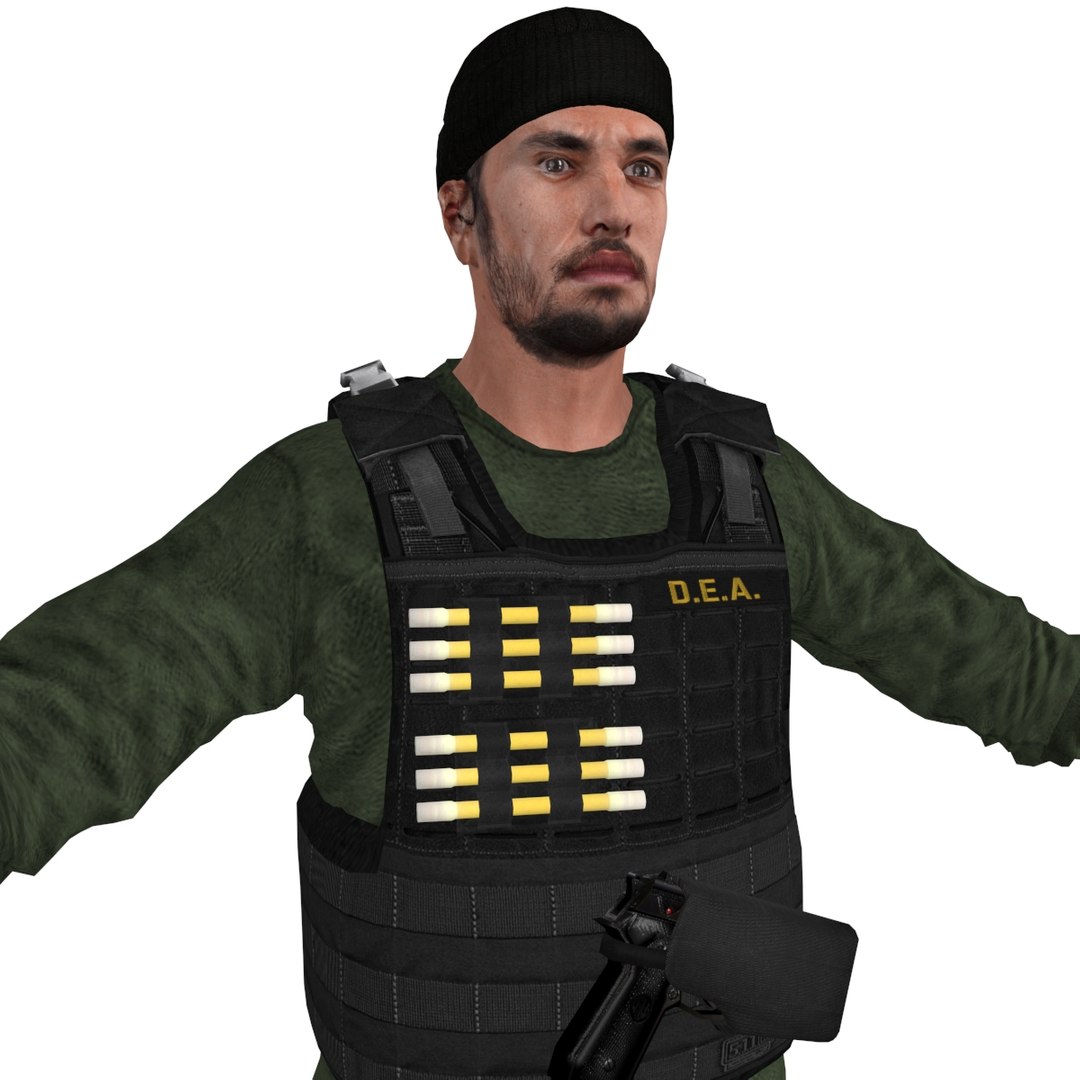 3d model rigged dea agent 3