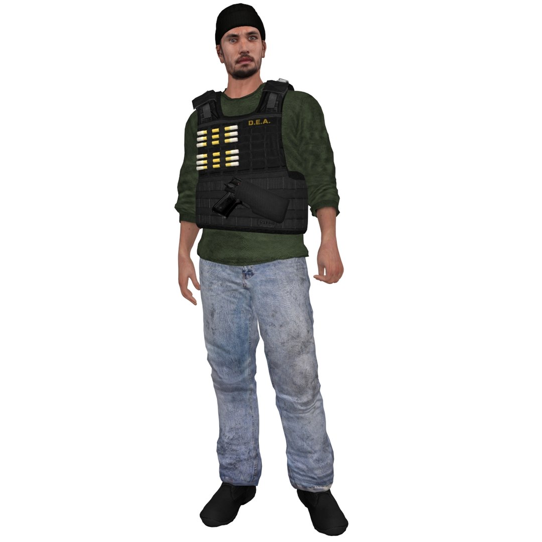 3d model rigged dea agent 3