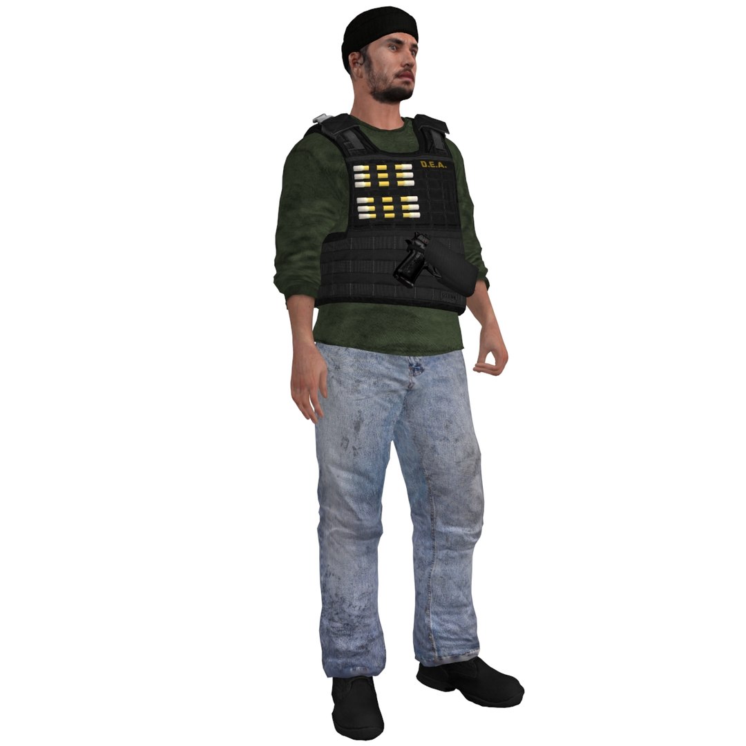 3d model rigged dea agent 3