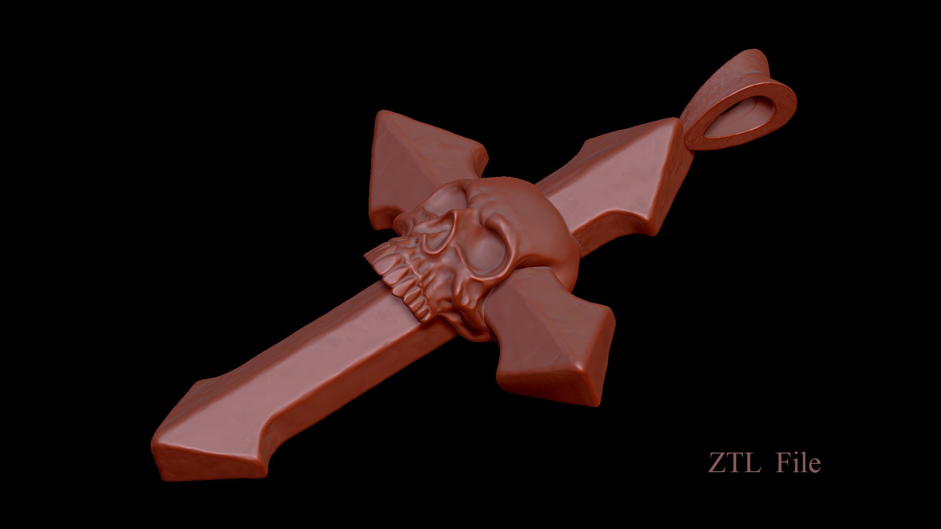 3D High-Poly Arrow-shaped Cross with rusted Steel Skull model ...