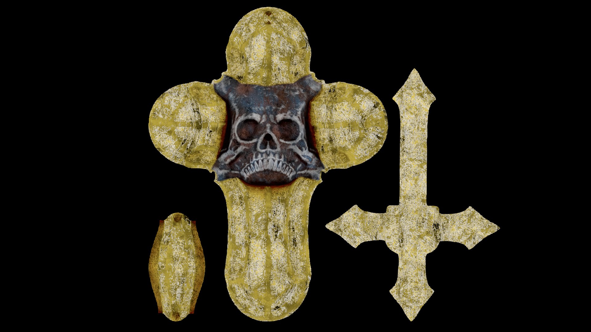 3D High-Poly Arrow-shaped Cross with rusted Steel Skull model ...