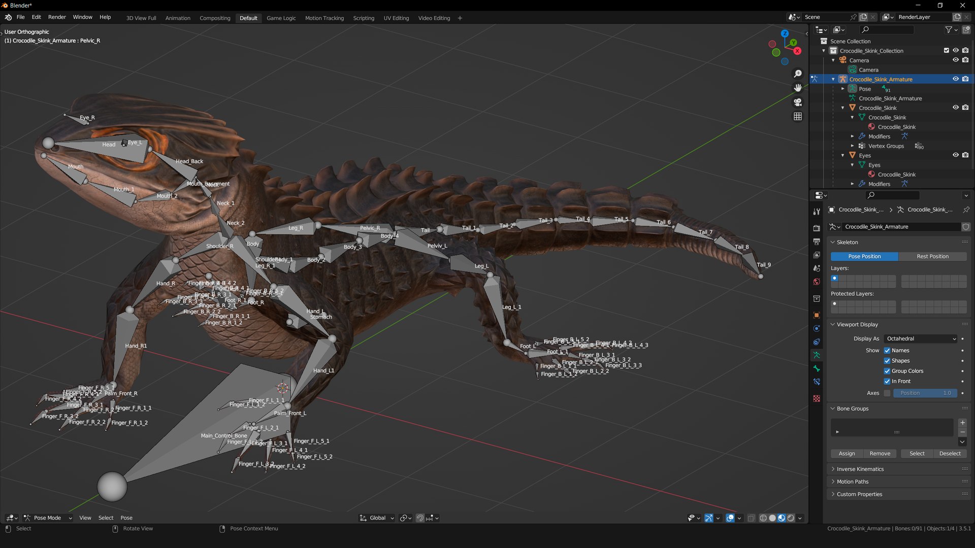 Crocodile Skink Lizard Rigged PBR Model - TurboSquid 2070041