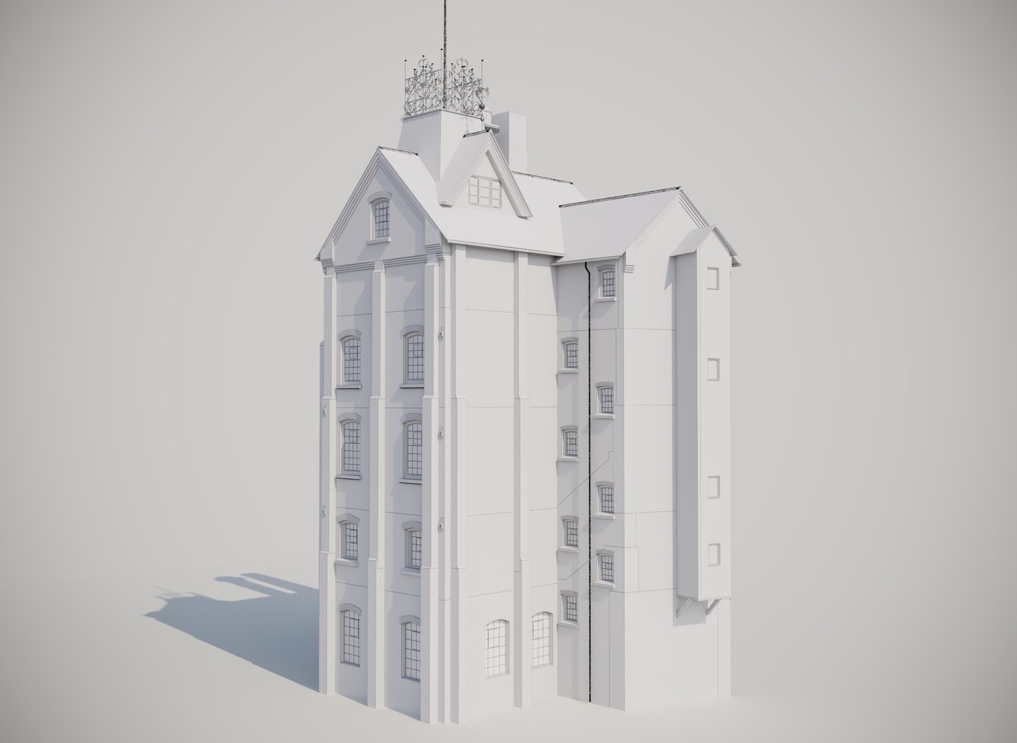 Brick English Old Building - Brick With Bercon Tile 3D Model ...