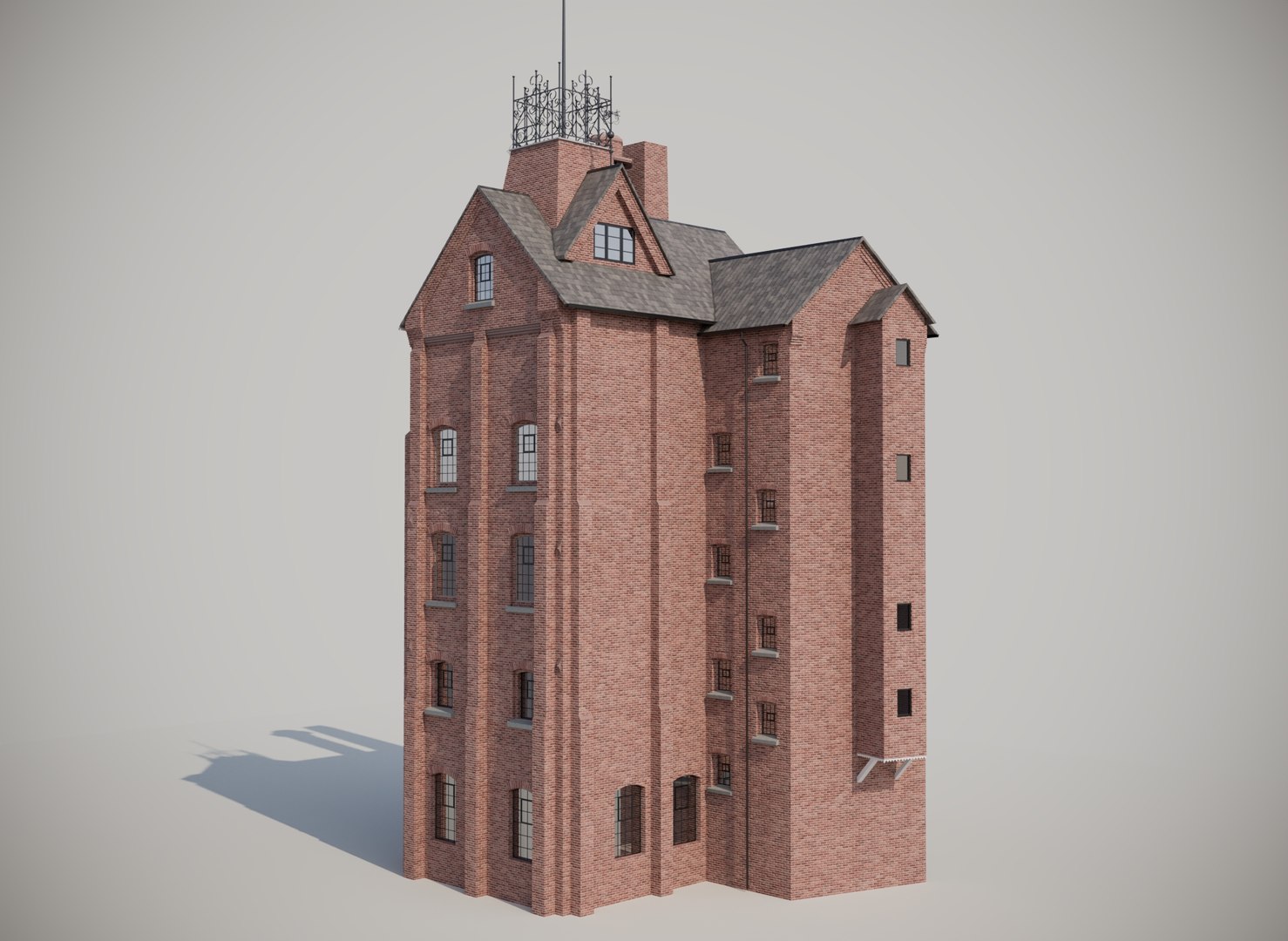 Brick English Old Building - Brick With Bercon Tile 3D Model ...