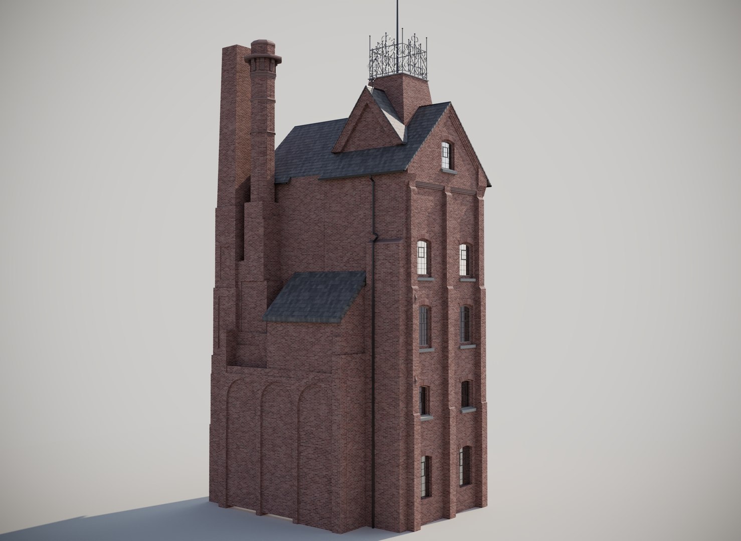 Brick English Old Building - Brick With Bercon Tile 3D Model - TurboSquid 1980989