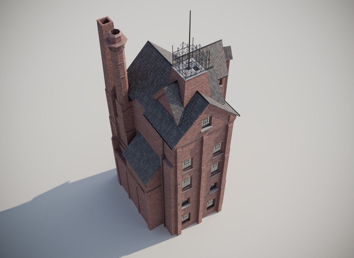 Brick English Old Building - Brick With Bercon Tile 3D Model - TurboSquid 1980989