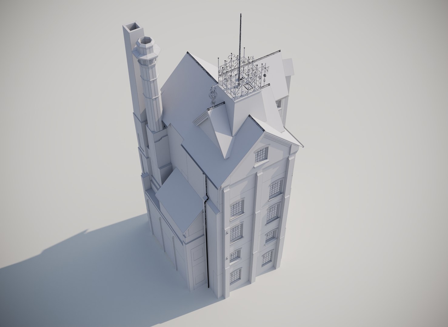 Brick English Old Building - Brick With Bercon Tile 3D Model ...