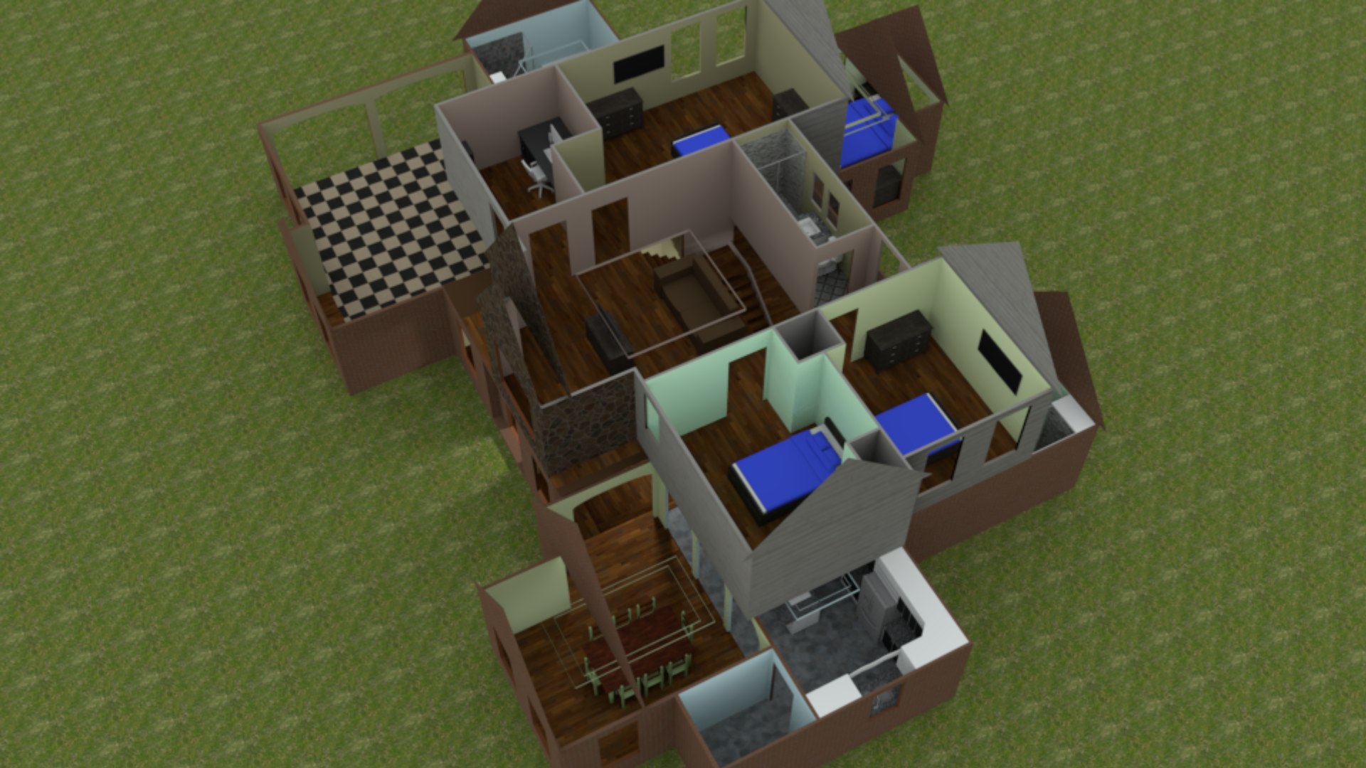 Free Simple House With Interior Model - TurboSquid 1747451