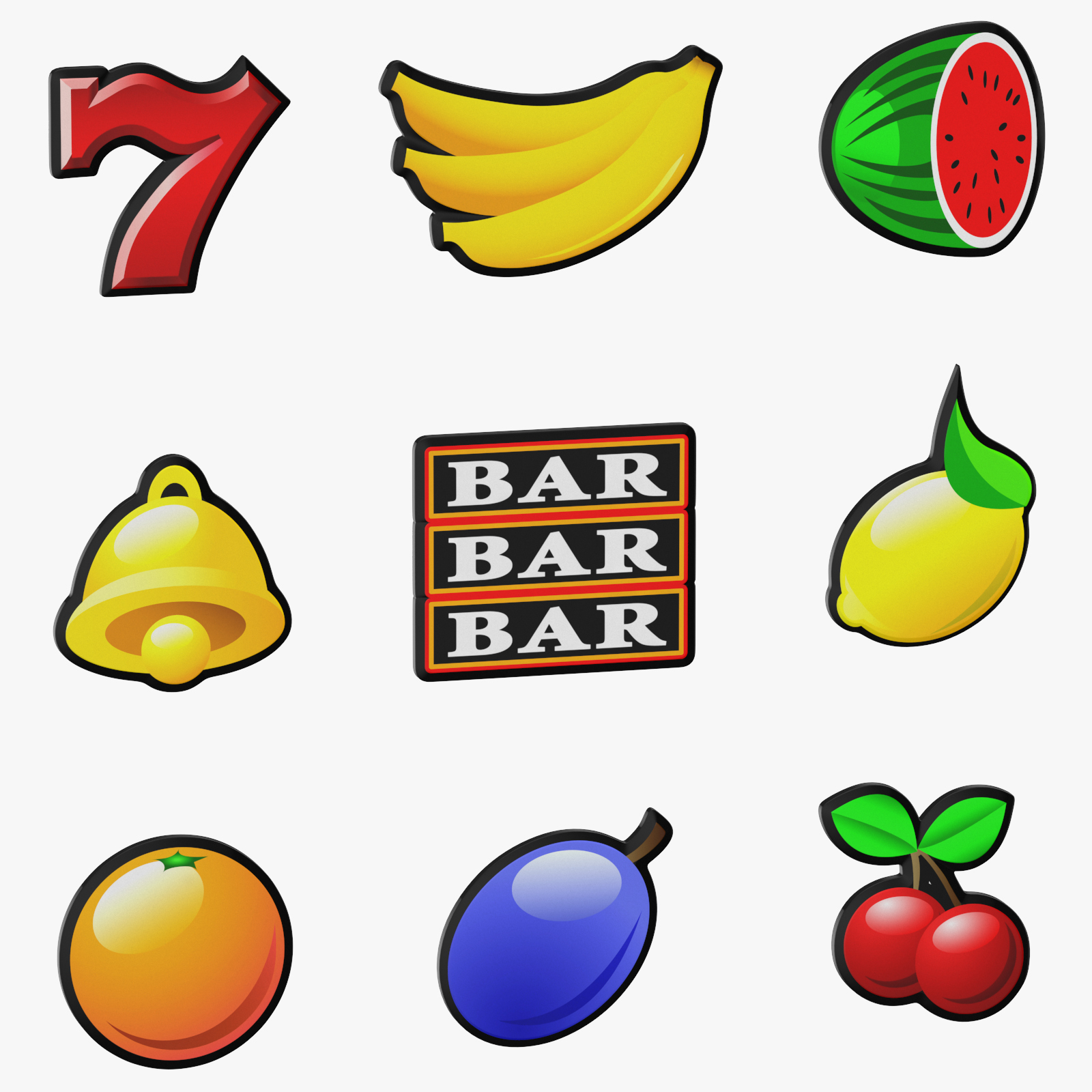 Video slot machine symbols 3D - TurboSquid 1320665