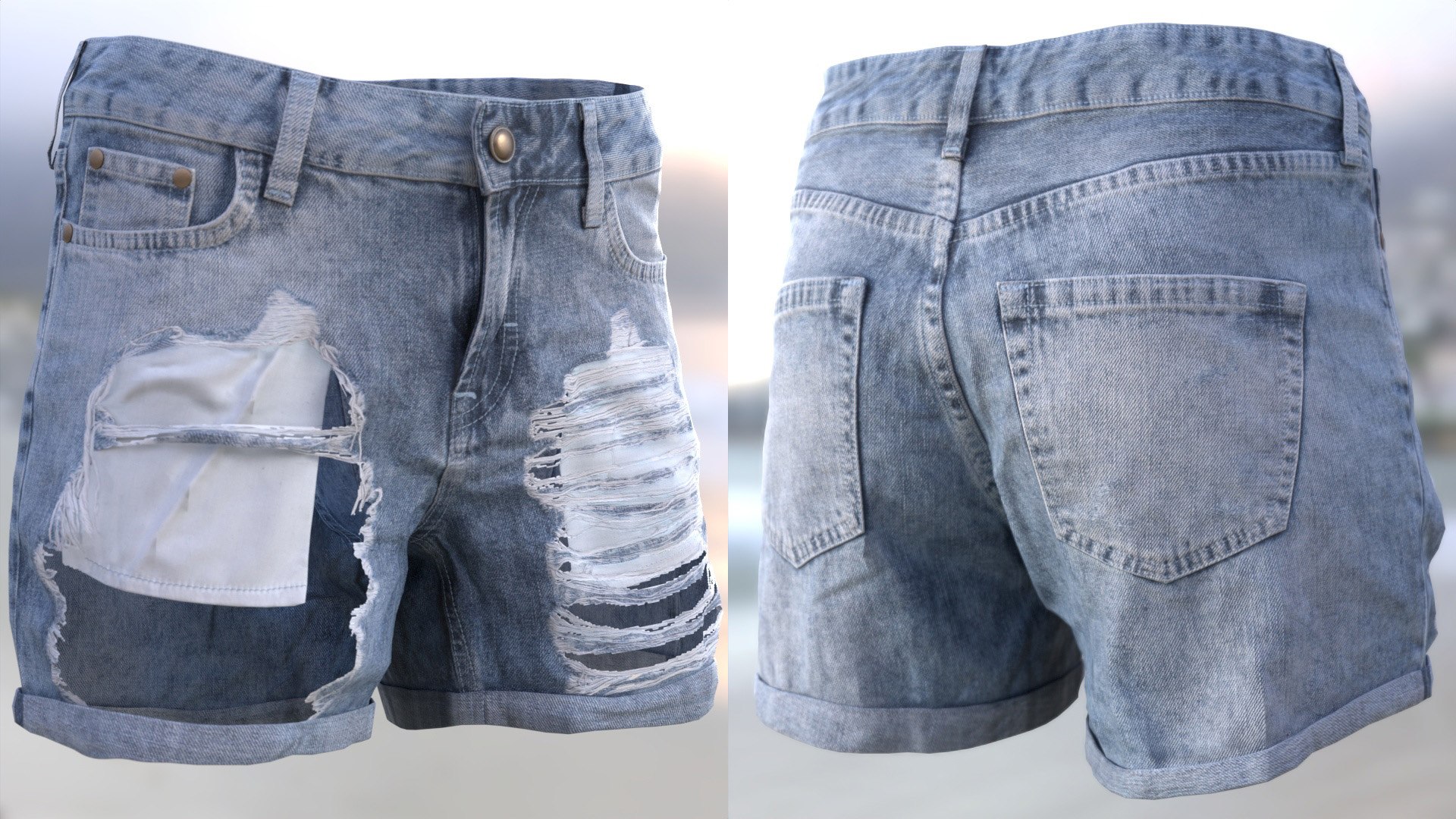3D Denim Shorts 83 - All MH Bodies UE5 Skeletons - Rigged - TurboSquid 2315253