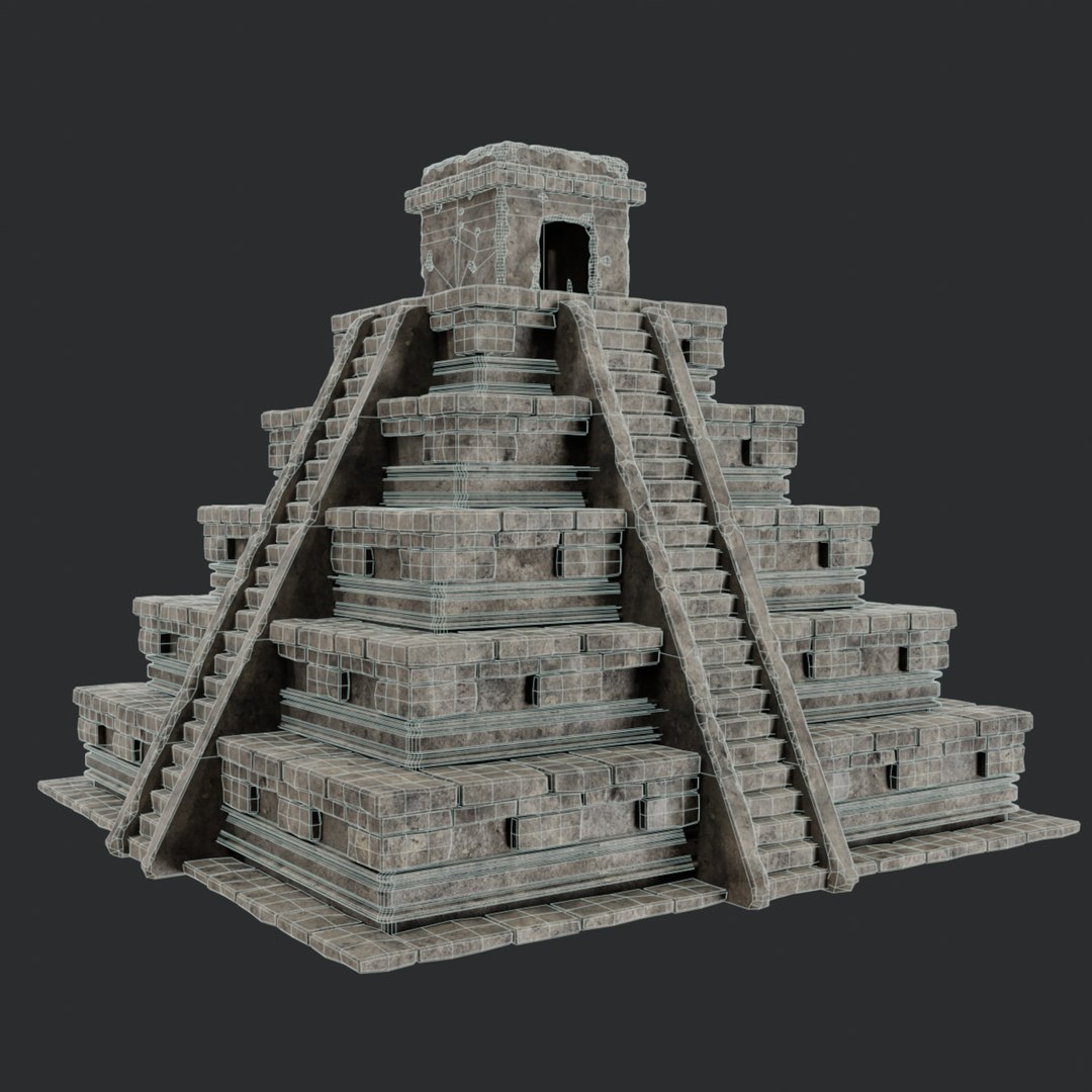 PYRAMID TEMPLE AZTEC MAYAN INCA PLATFORM STAIRS COLLECTION 3D model ...