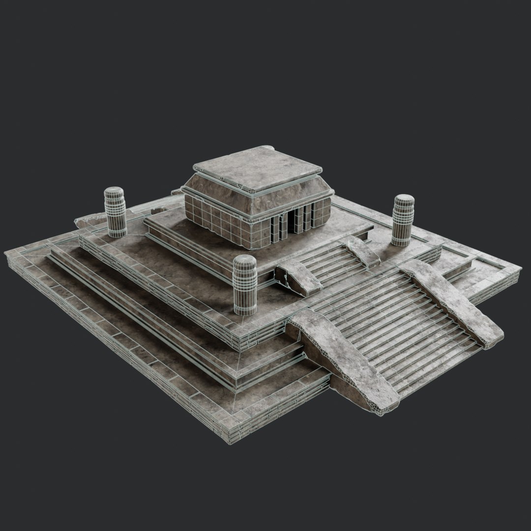 PYRAMID TEMPLE AZTEC MAYAN INCA PLATFORM STAIRS COLLECTION 3D model ...