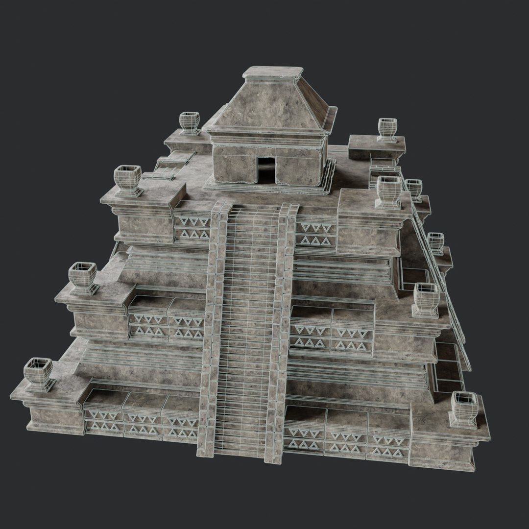PYRAMID TEMPLE AZTEC MAYAN INCA PLATFORM STAIRS COLLECTION 3D model ...