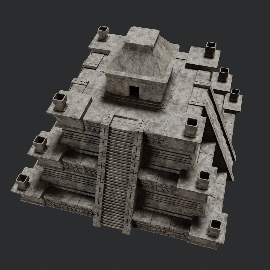 PYRAMID TEMPLE AZTEC MAYAN INCA PLATFORM STAIRS COLLECTION 3D model ...