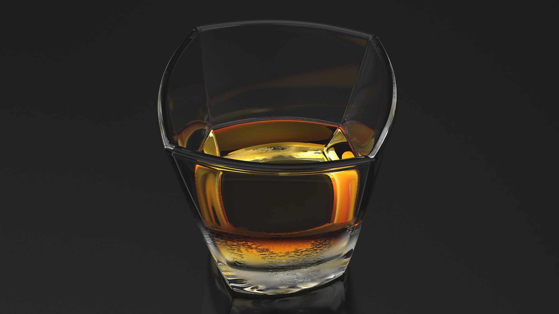 Misted Square Twisted Rocks Glass With Whiskey 3D Model - TurboSquid 2051639