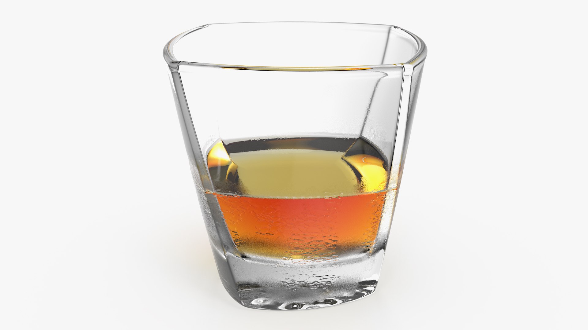 Misted Square Twisted Rocks Glass With Whiskey 3D Model - TurboSquid 2051639