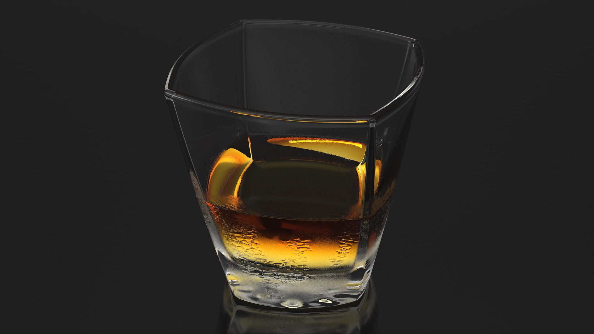 Misted Square Twisted Rocks Glass With Whiskey 3D Model - TurboSquid 2051639