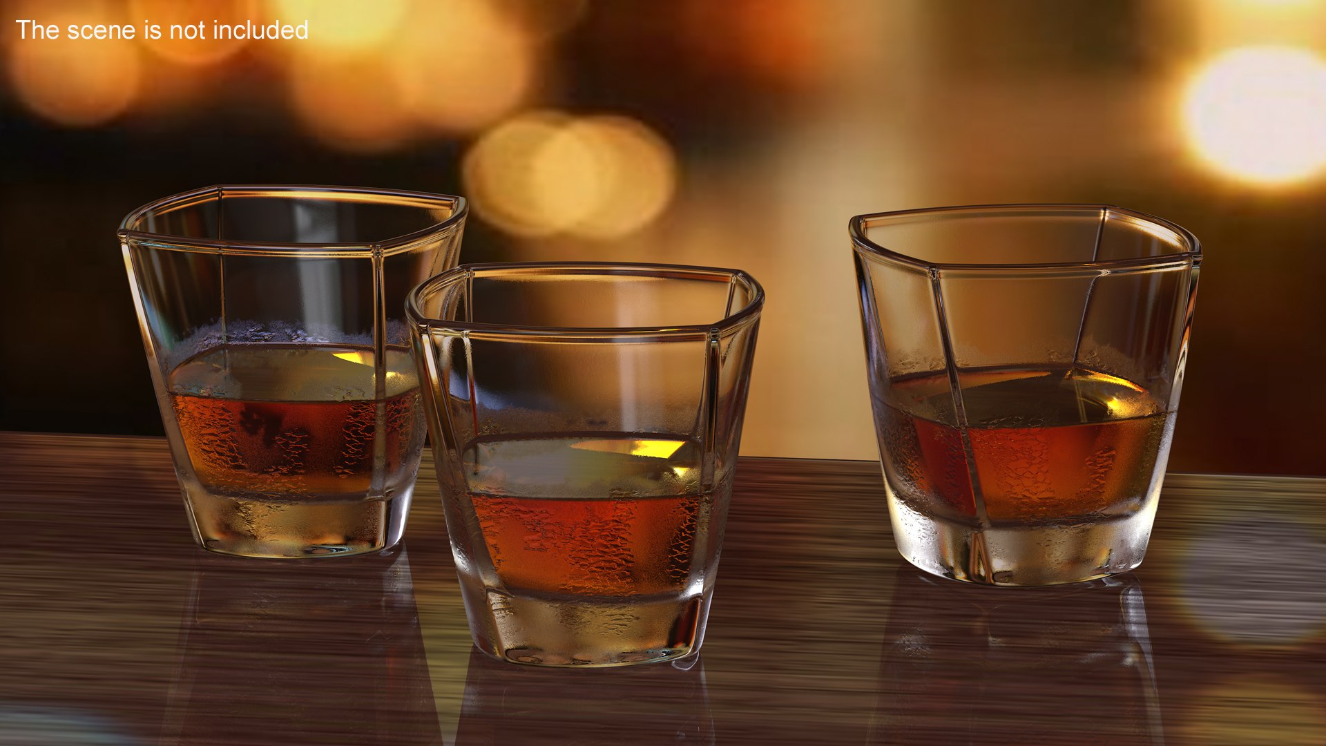Misted Square Twisted Rocks Glass With Whiskey 3D Model - TurboSquid 2051639