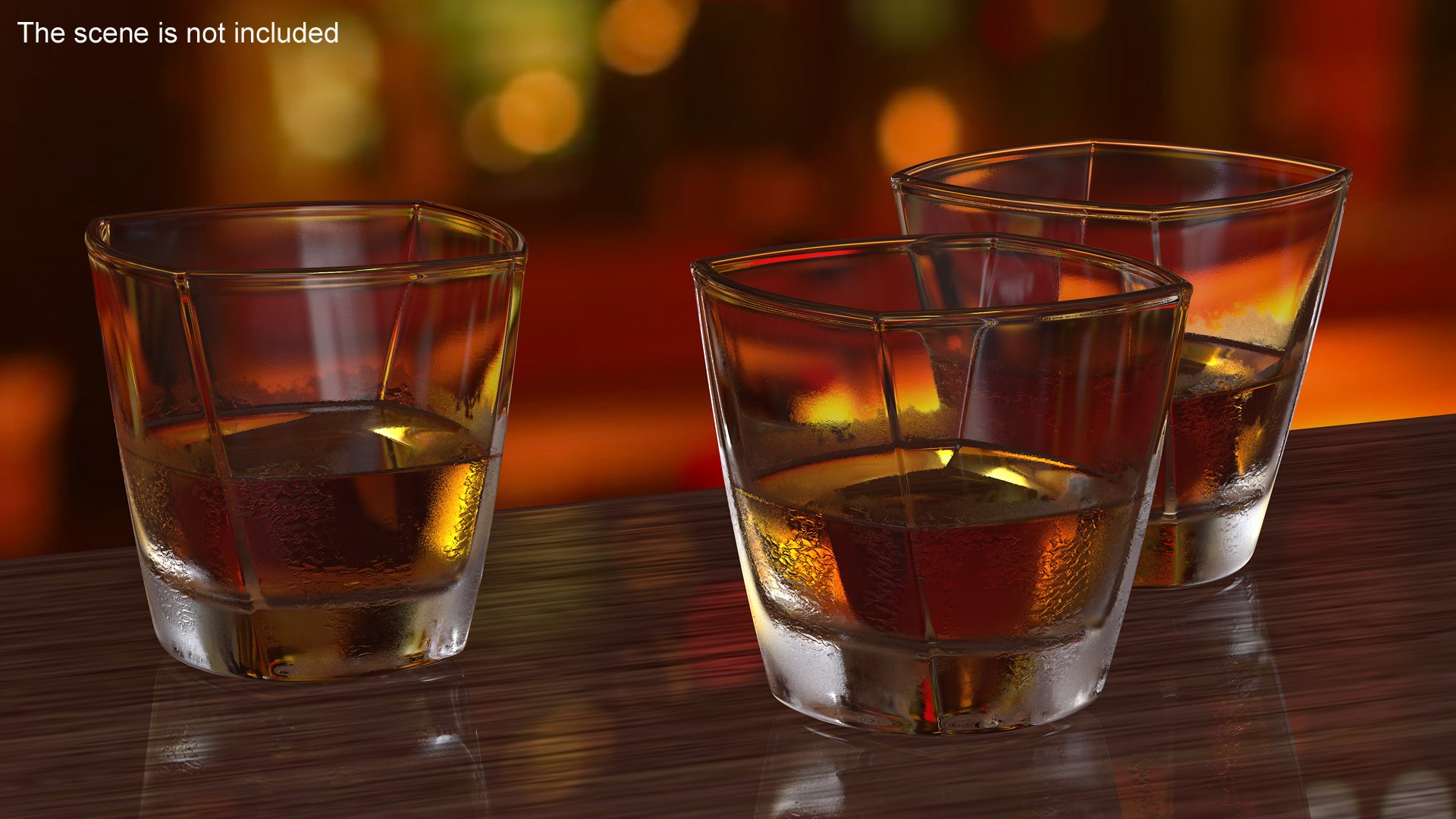 Misted Square Twisted Rocks Glass With Whiskey 3D Model - TurboSquid 2051639