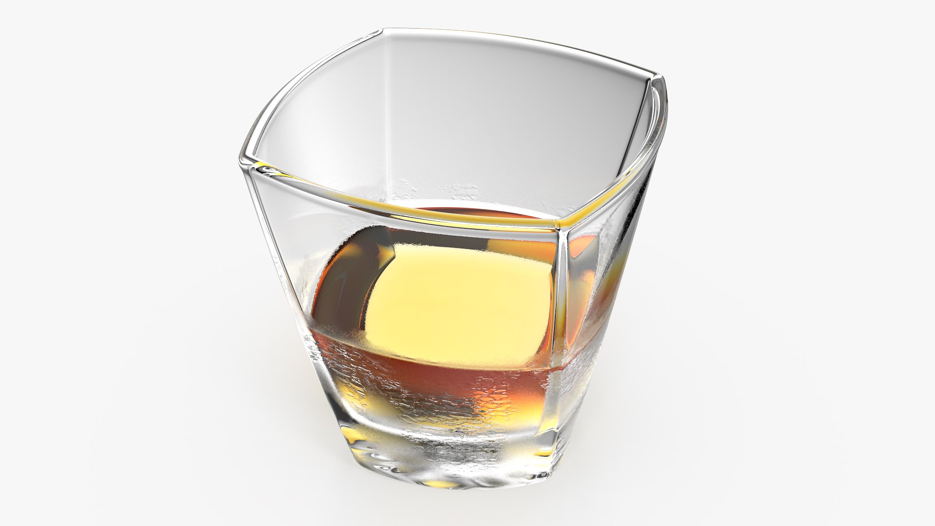 Misted Square Twisted Rocks Glass With Whiskey 3D model - TurboSquid 2051639