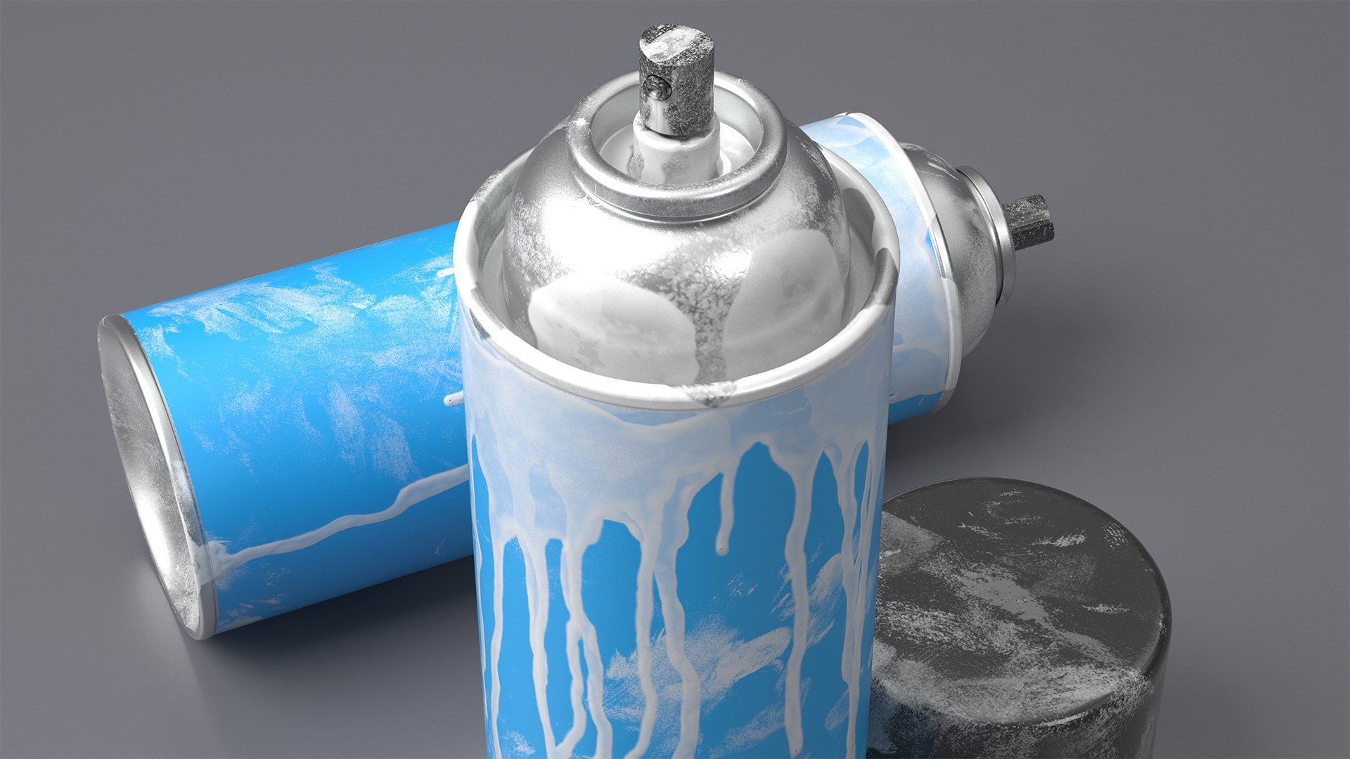 Used Cans Of Spray Paint Blue 3D - TurboSquid 2268150