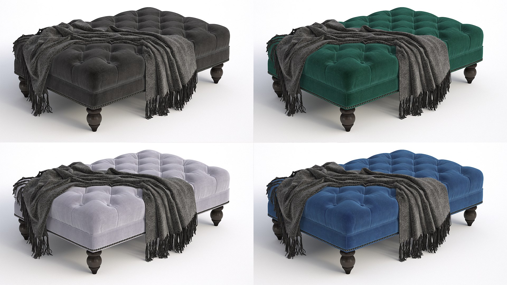 Pouf Chesterfield 3D Model - TurboSquid 1843485
