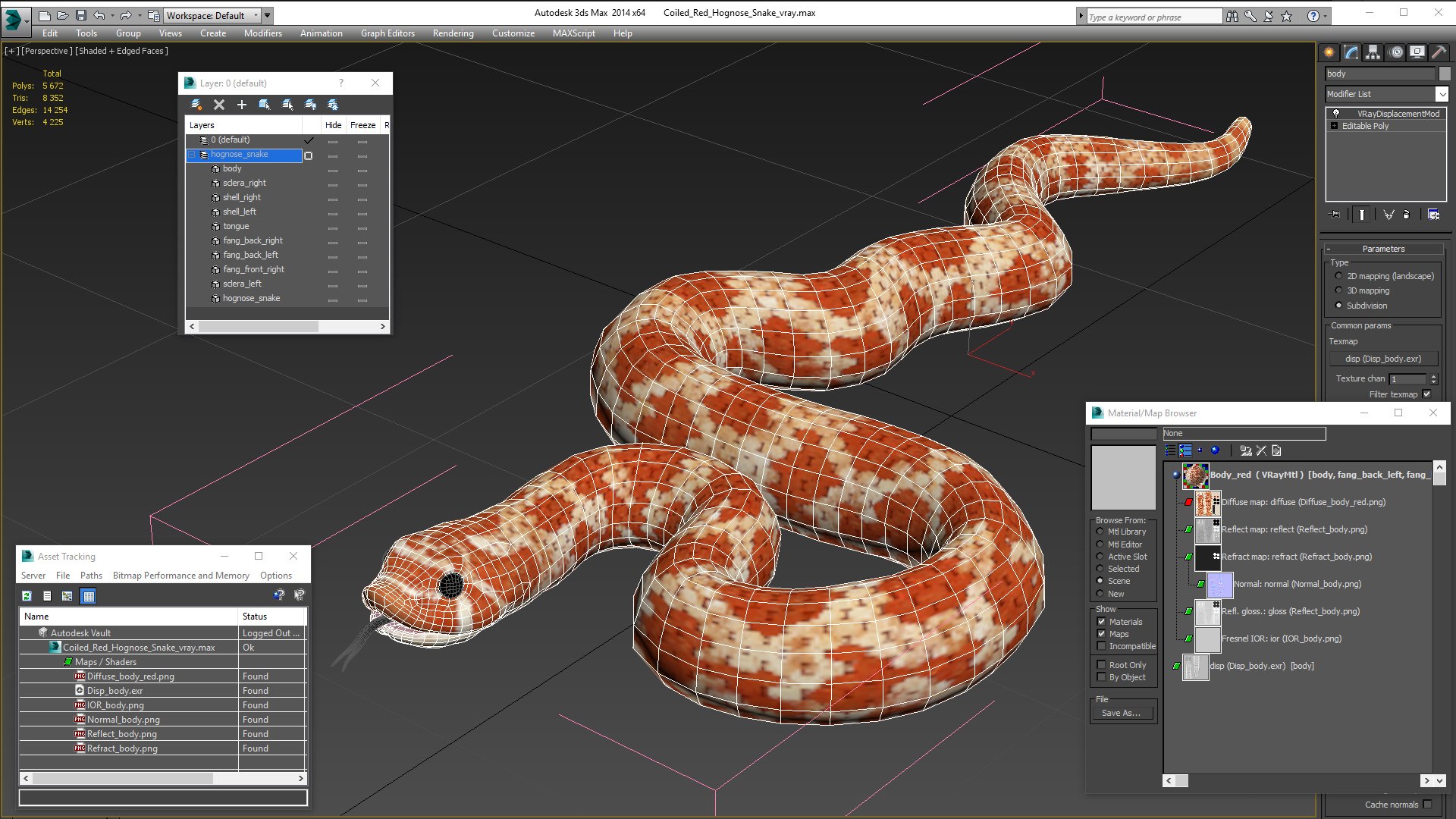 3D coiled red hognose snake model - TurboSquid 1488232