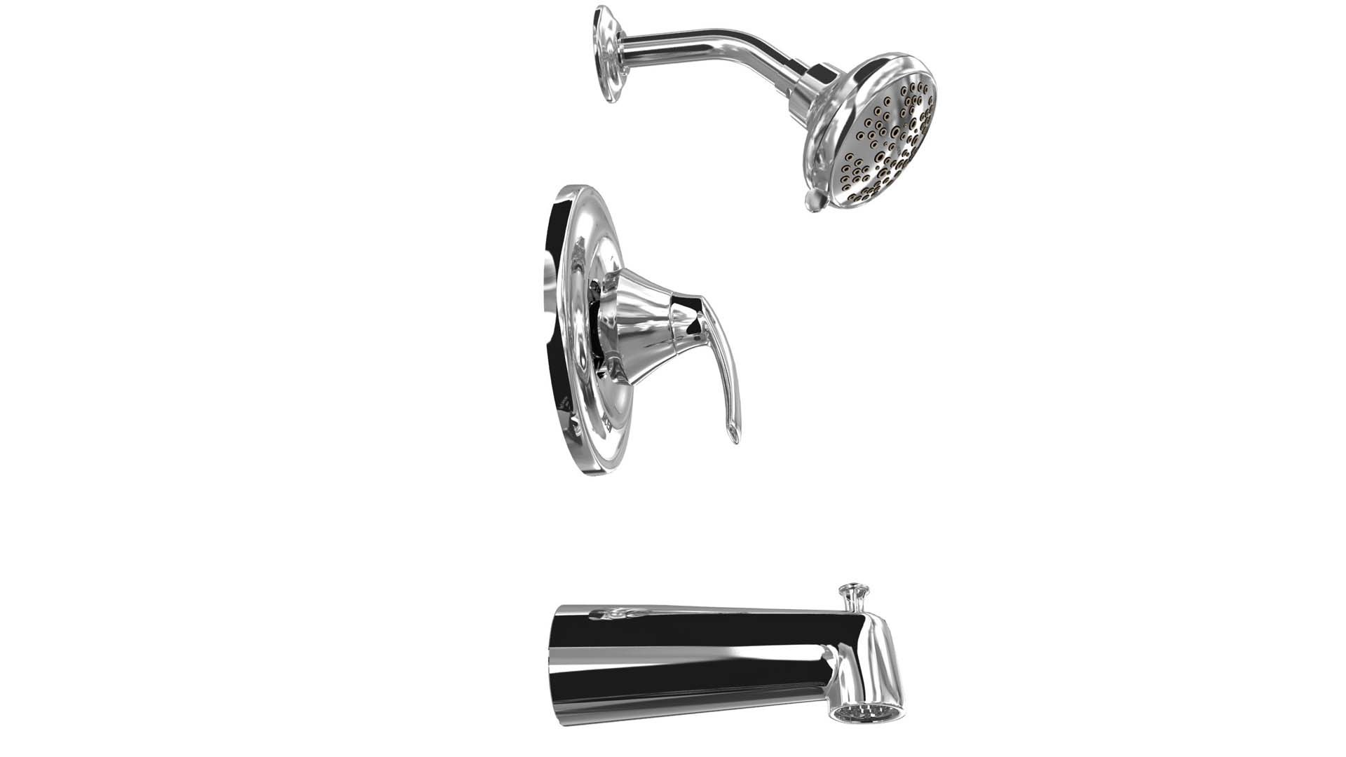 3D Moen Seena Posi-Temp Tub And Shower Trim - Chrome - TurboSquid 2042581