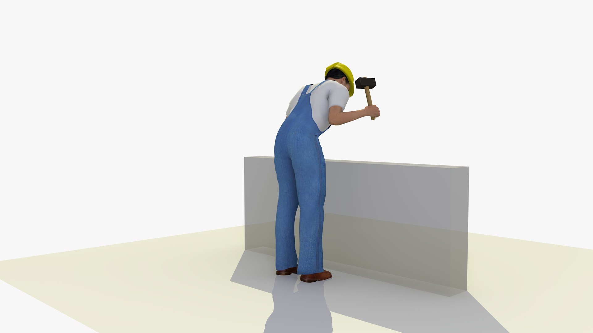 3D Model ANIMATED CONSTRUCTION WORKER USING HAMMER STANDING 2 ...