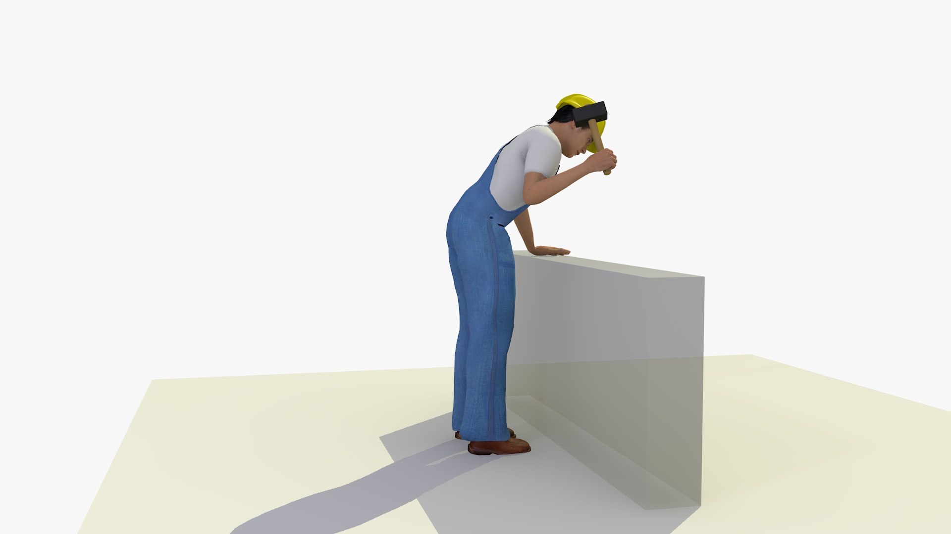 3D Model ANIMATED CONSTRUCTION WORKER USING HAMMER STANDING 2 ...