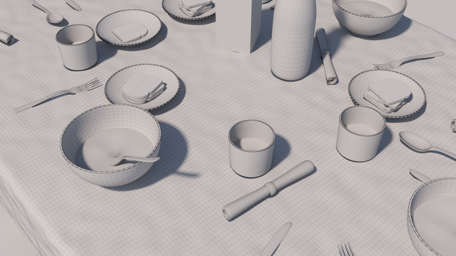 3D Breakfast Table with flatware - TurboSquid 2080625