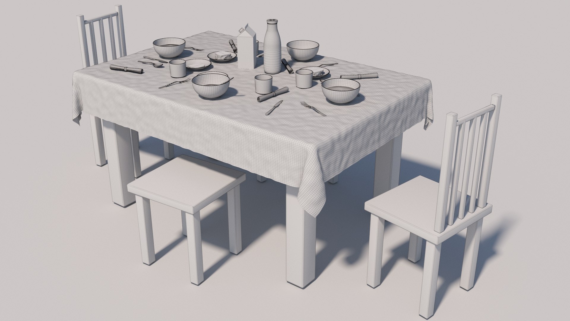 3D Breakfast Table with flatware - TurboSquid 2080625