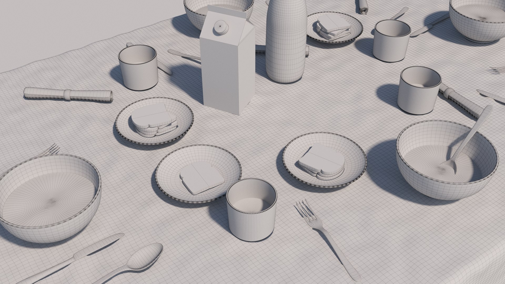 3D Breakfast Table with flatware - TurboSquid 2080625