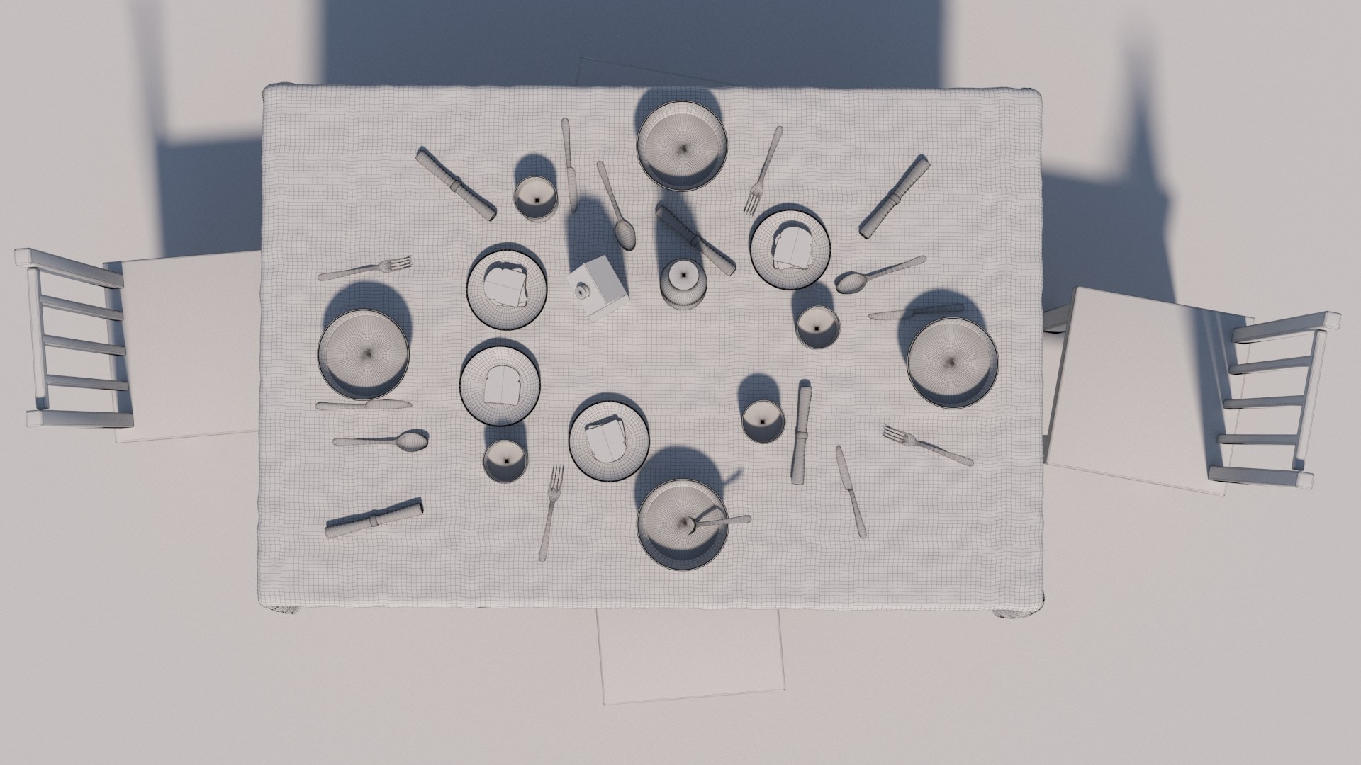 3D Breakfast Table with flatware - TurboSquid 2080625