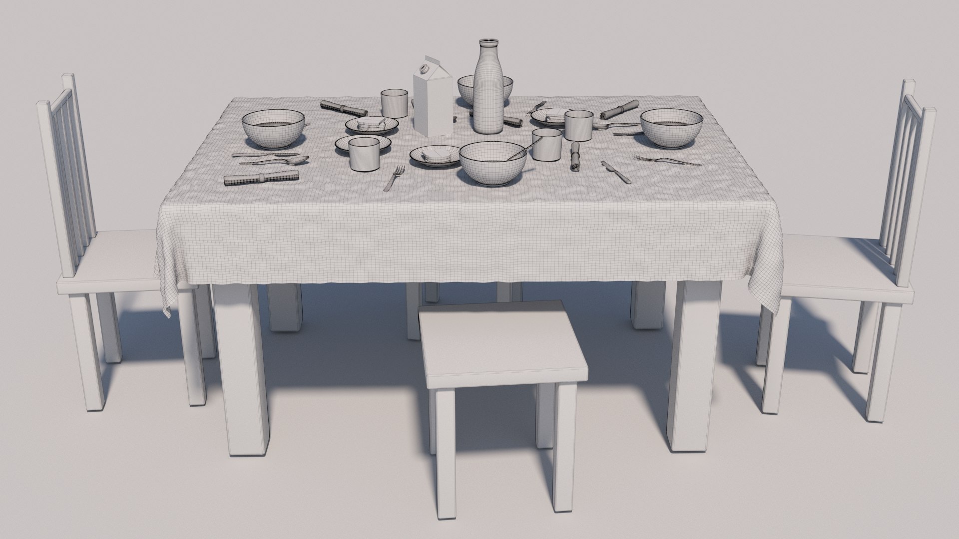 3D Breakfast Table with flatware - TurboSquid 2080625