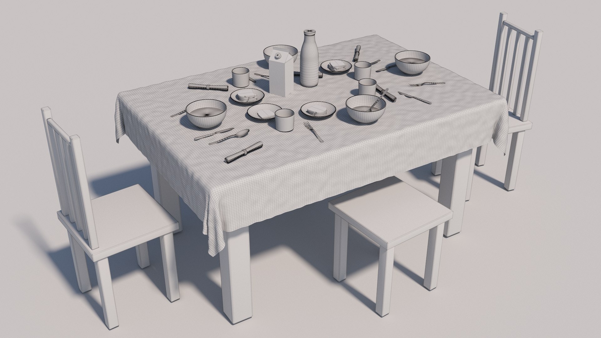 3D Breakfast Table with flatware - TurboSquid 2080625
