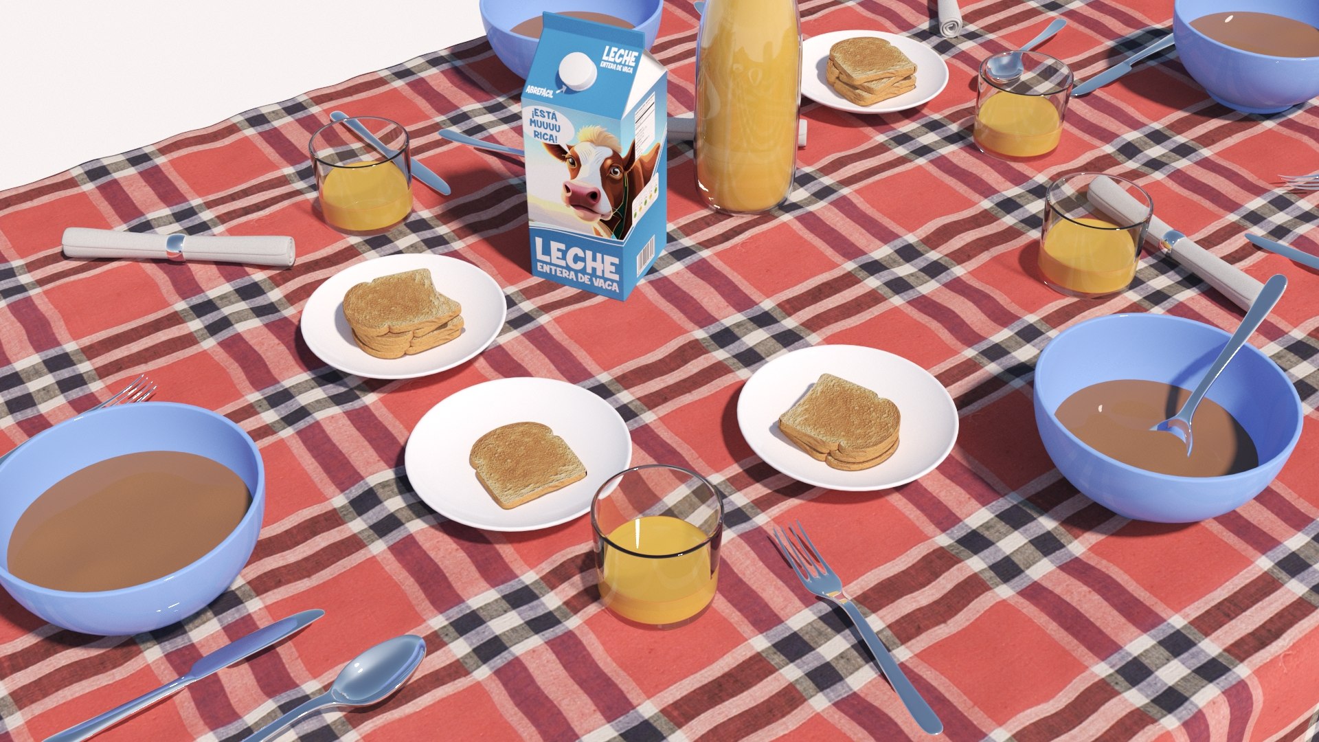 3D Breakfast Table with flatware - TurboSquid 2080625