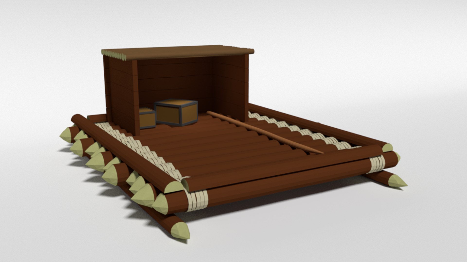 3D Wooden Raft - TurboSquid 1496840