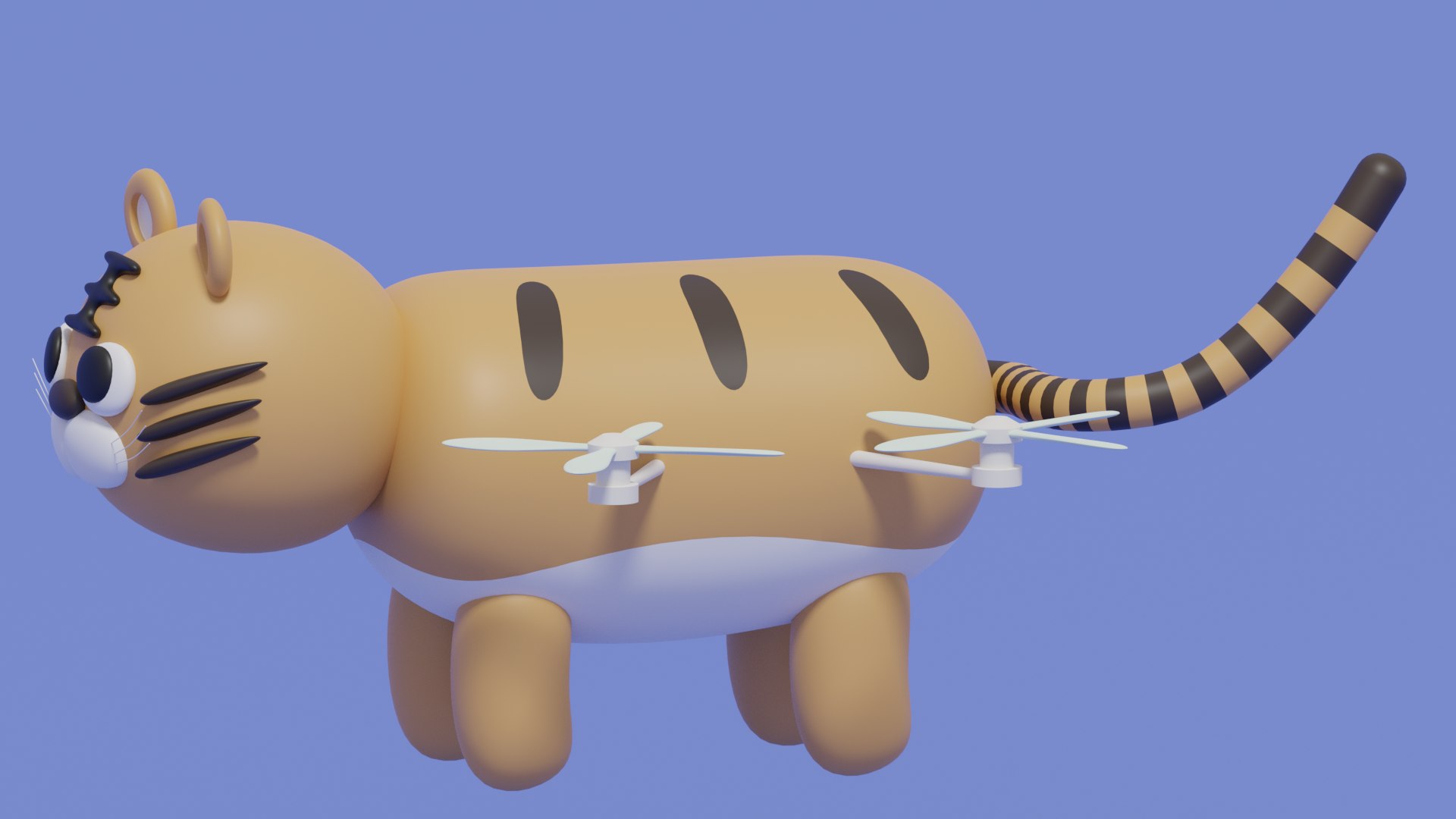 3D Cartoon Cute Tiger Animal Drone - TurboSquid 2419482