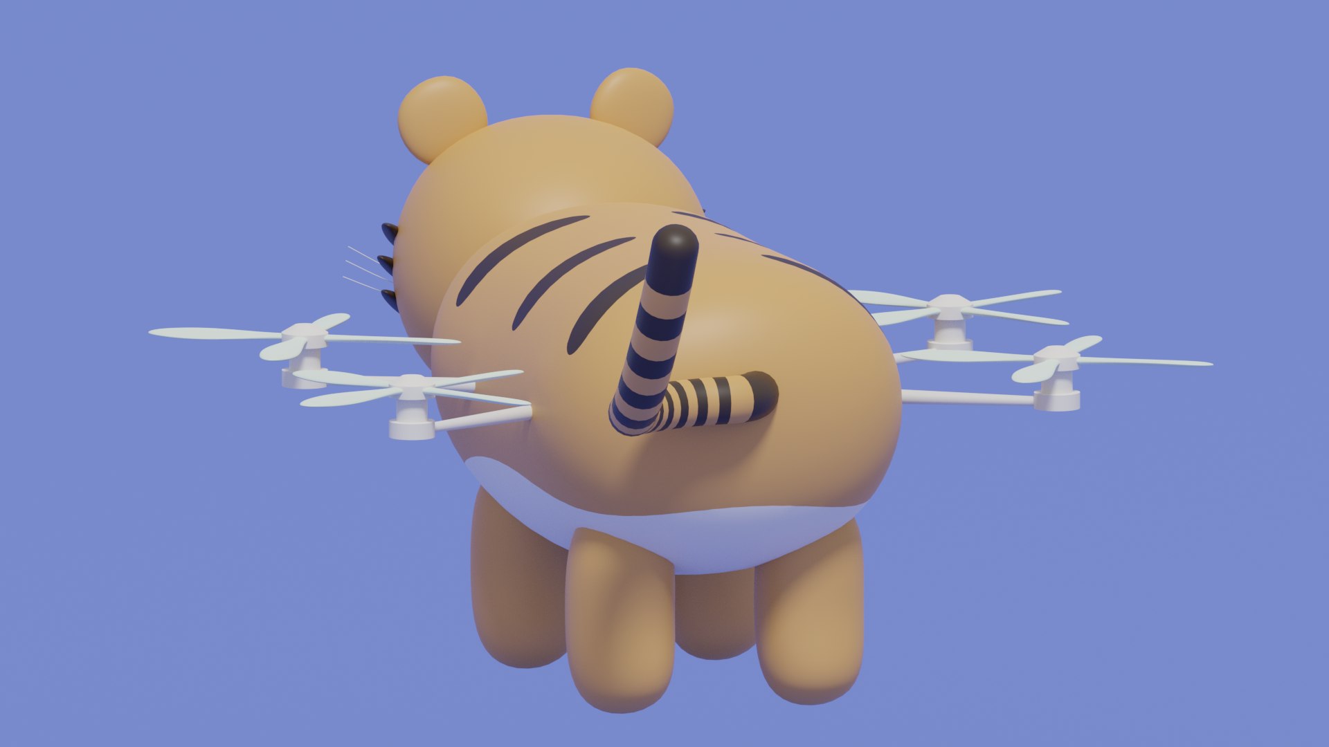 3D Cartoon Cute Tiger Animal Drone - TurboSquid 2419482