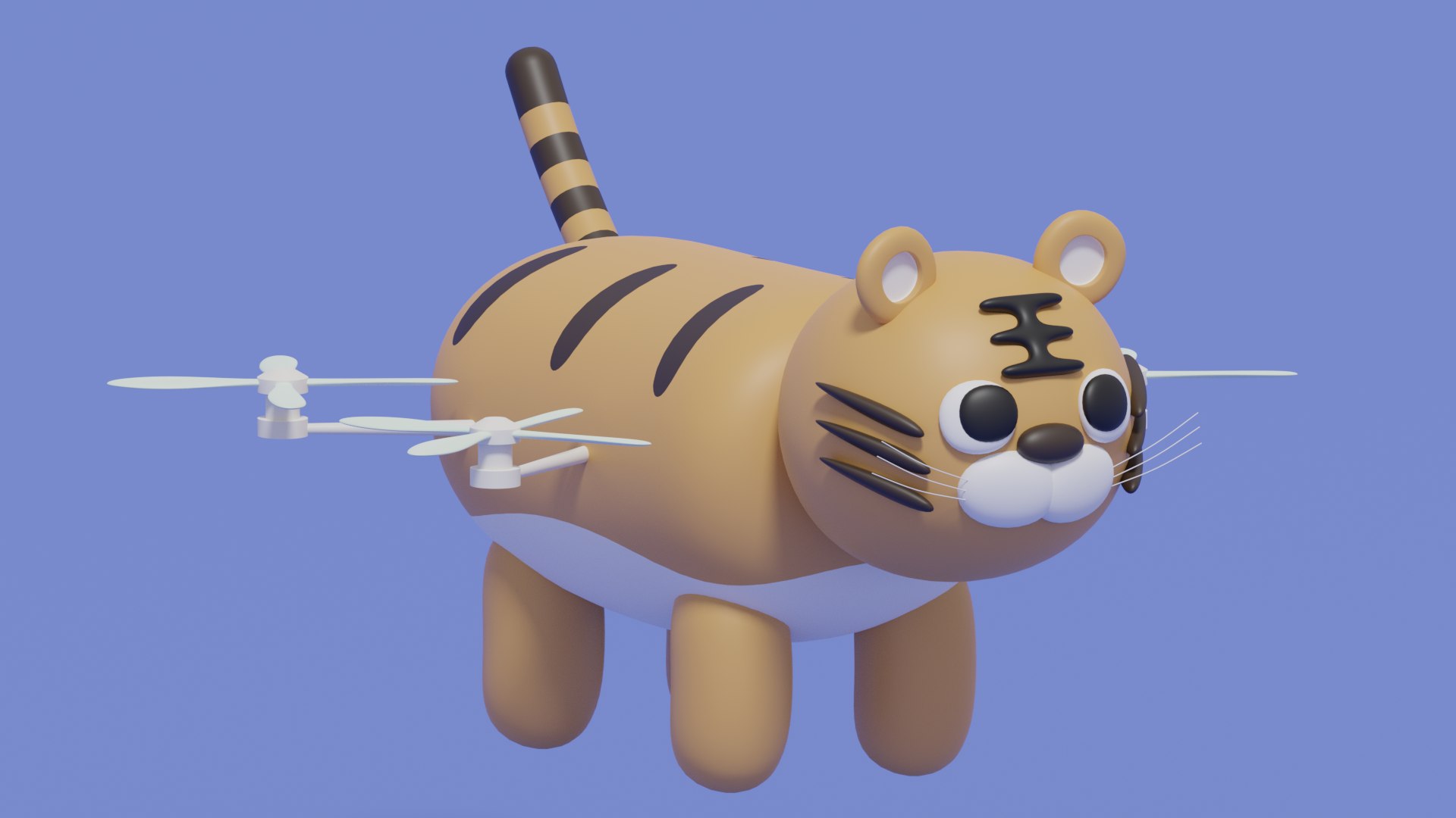3D Cartoon Cute Tiger Animal Drone - TurboSquid 2419482