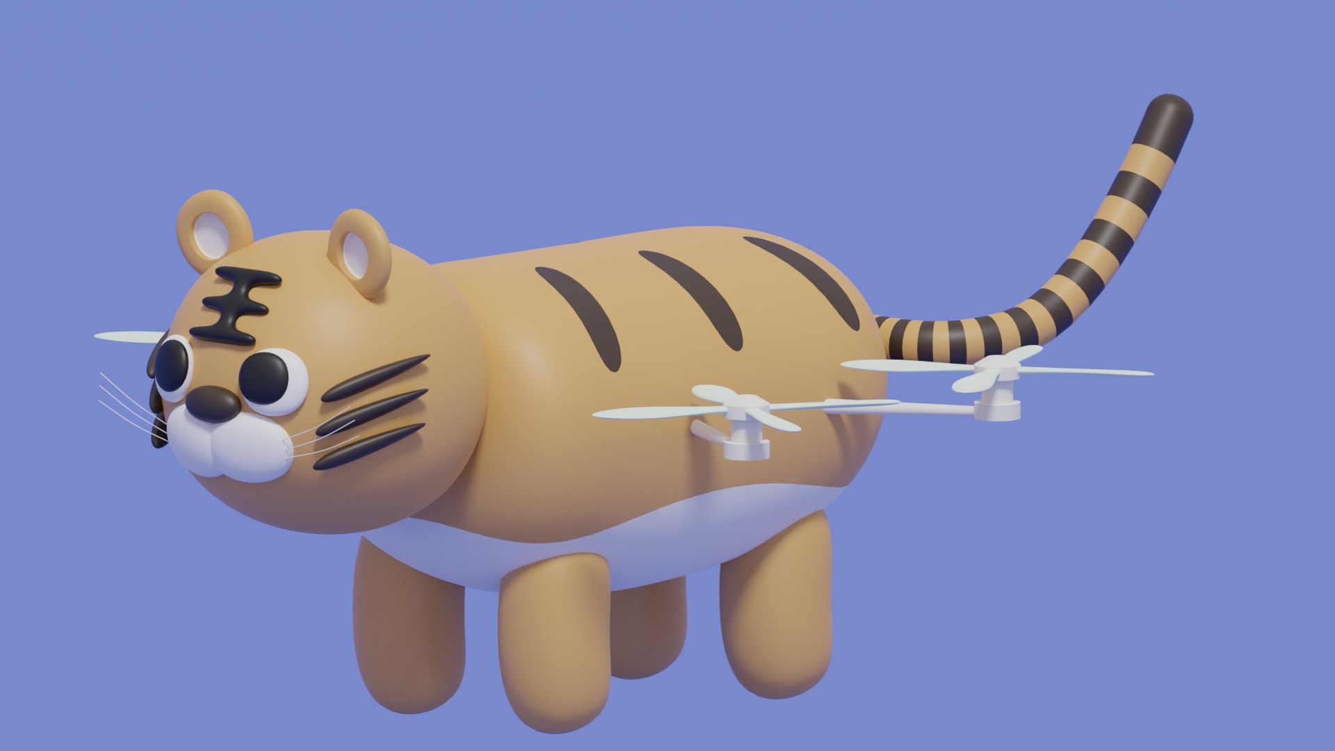 3D Cartoon Cute Tiger Animal Drone - TurboSquid 2419482