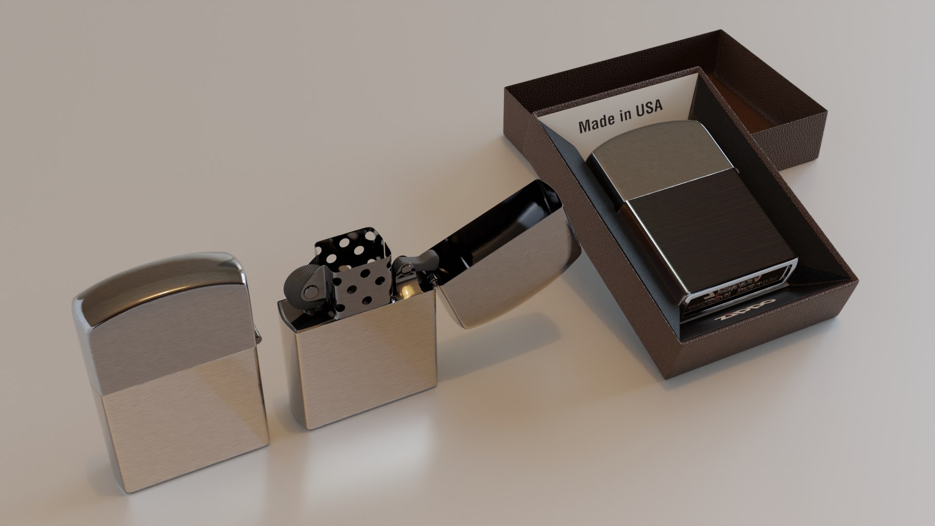 Brushed Steel Z I P P O Lighter Model - TurboSquid 2106790