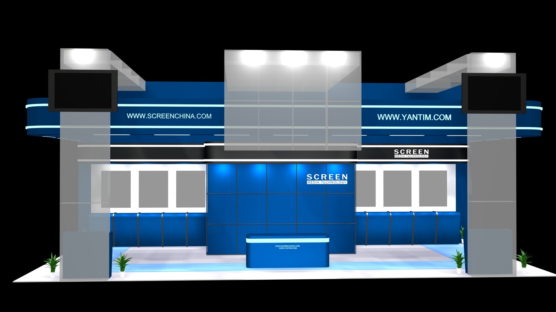 3D Model 3 Side Open Stand Booth 12 X 6 - TurboSquid 1851051